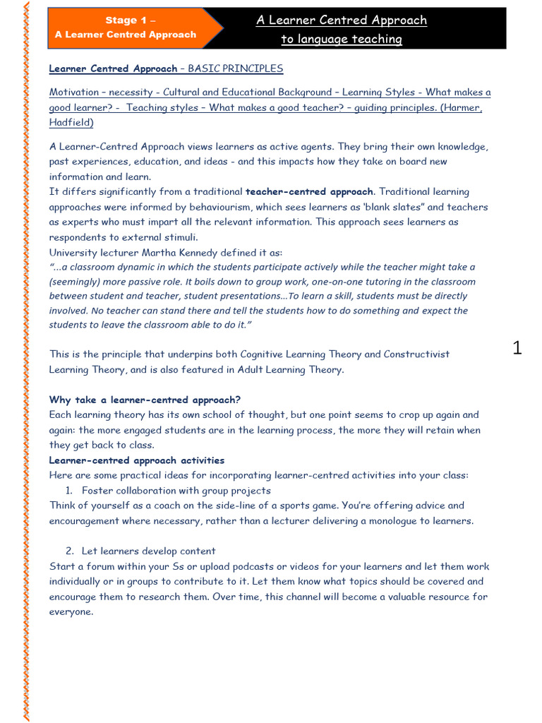 Learner-Centred Teaching Strategies | PDF | Motivational | Motivation