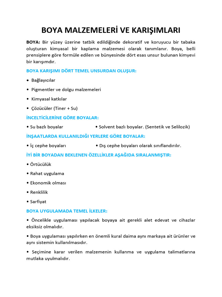 Boya Malzemeleri 2 | PDF