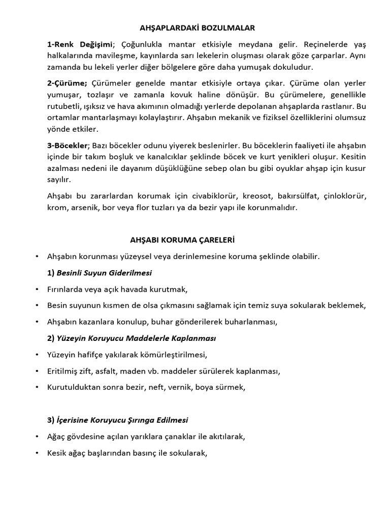 HFT Ahşaplardaki Bozulmalar | PDF