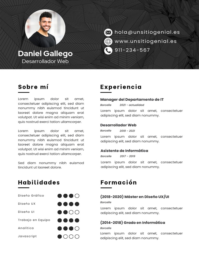 Currículum Vitae CV Minimalista Sencillo Básico Simple Moderno ...