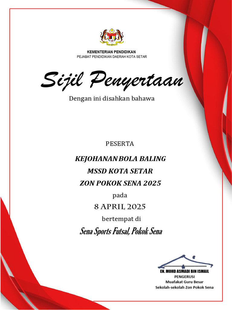 Sijil Penyertaan Bola Baling-1 | PDF