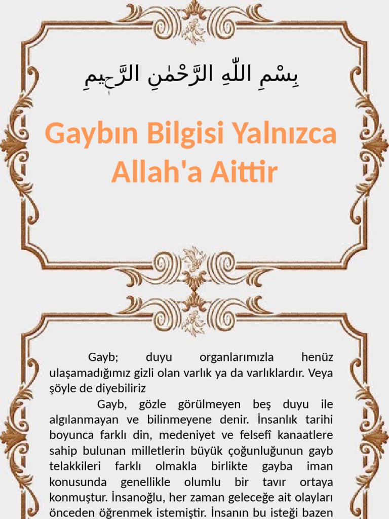 Gaybin Bilgisi Sadece Allahaaittir | PDF