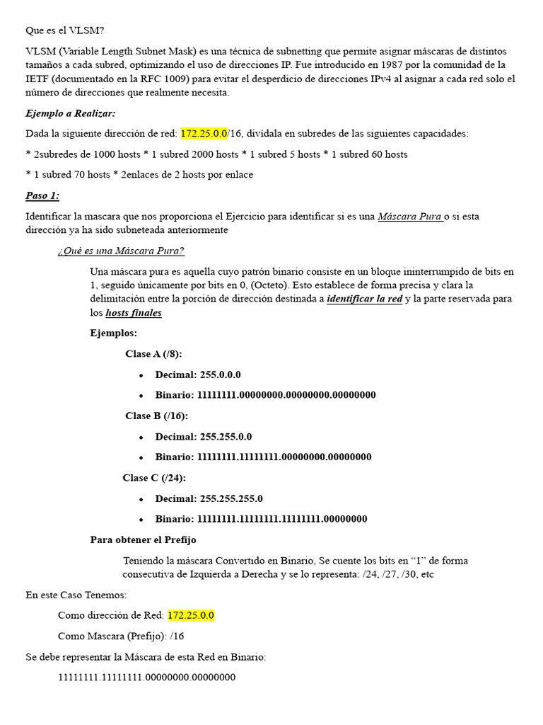 Que Es El VLSM | PDF | Dirección IP | Red de arquitectura