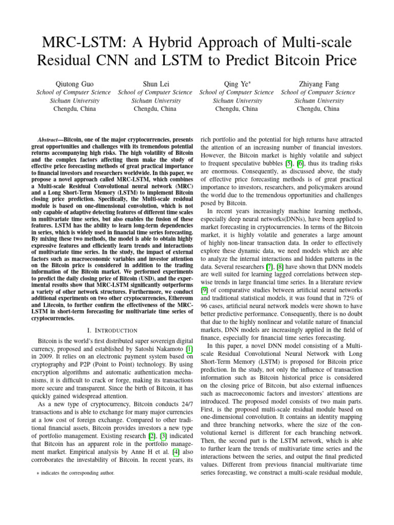 MRC-LSTM A Hybrid Approach of Multi-Scale | PDF | Deep Learning | Vix