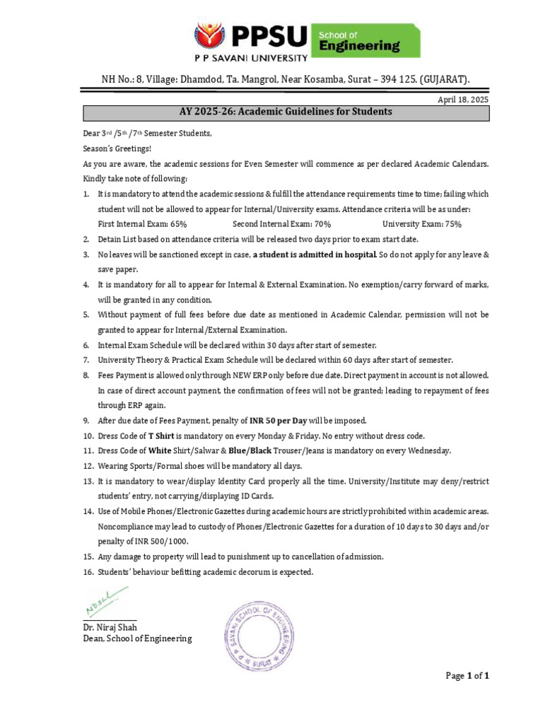 SOE - Academic Guidelines - 18 - 04 - 2025 | PDF | Academic Term