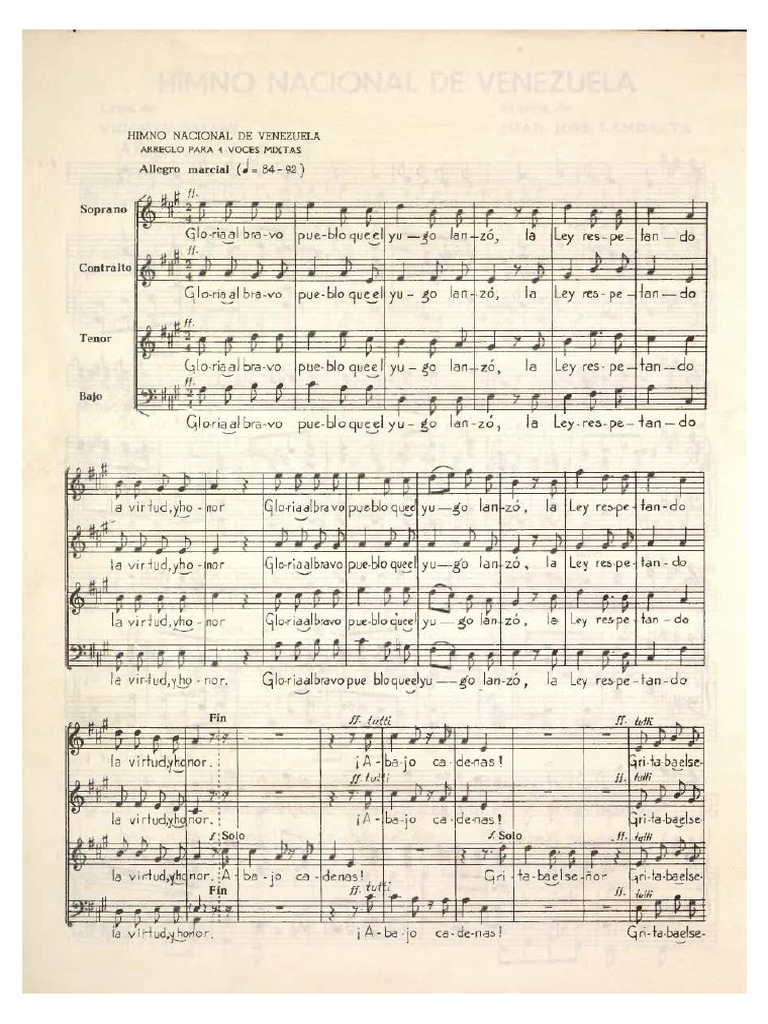 Estrofas Del Himno Nacional | PDF