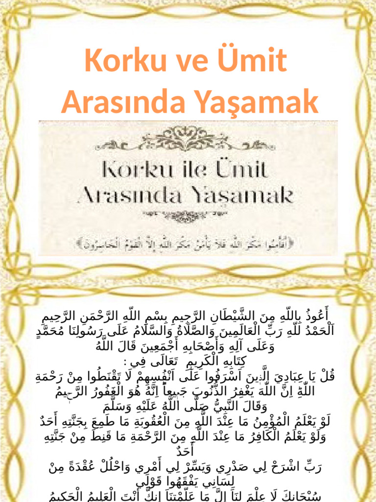 Korku Ve Umit Arasnda Yasamak | PDF