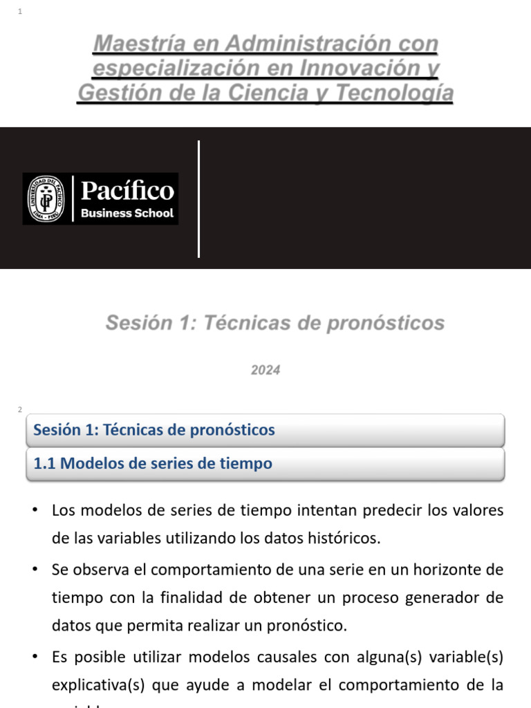 Sesión 1 - Técnicas de Pronósticos | PDF | Error medio cuadrado | Análisis de los datos