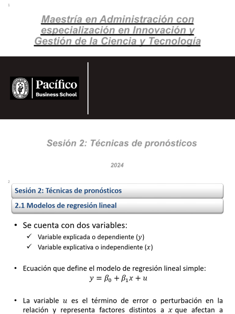 Sesión 2_Técnicas de pronósticos (p2) | PDF | Mínimos cuadrados ordinarios | Regresión lineal