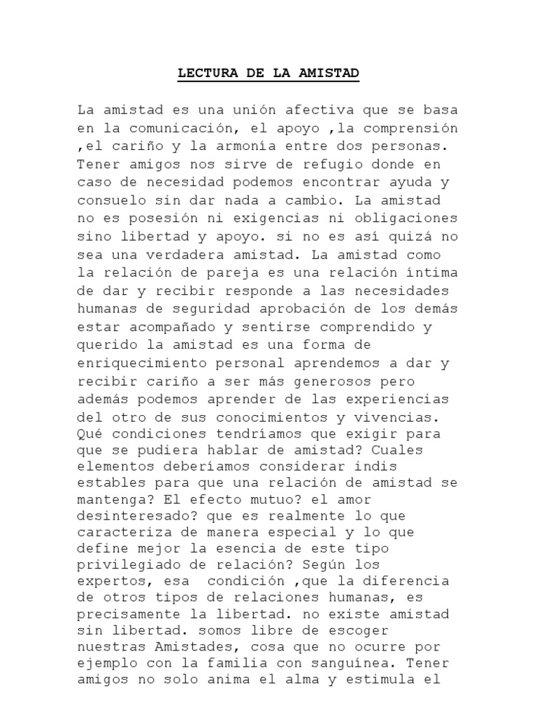 Lectura de La Amistad | PDF | Amor | Neurociencia