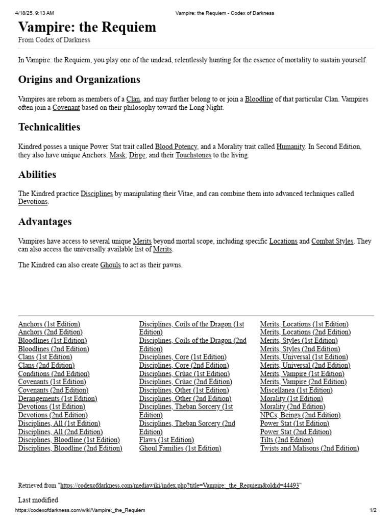 Vampire_ the Requiem - Codex of Darkness | PDF | Campaign Settings ...