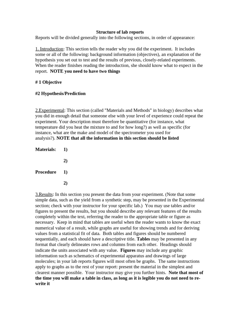 Structure of lab reports | PDF | Experiment | Scientific Method