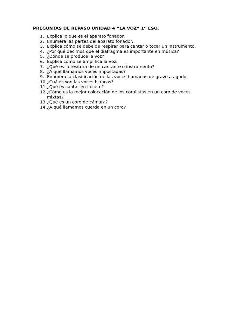 Preguntas Breves Repaso Tema 4 | PDF