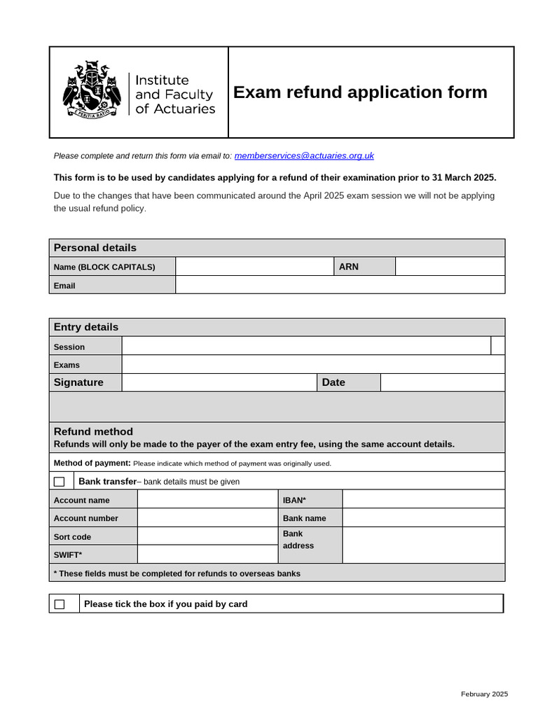 2025 02 Refund-Form March | PDF