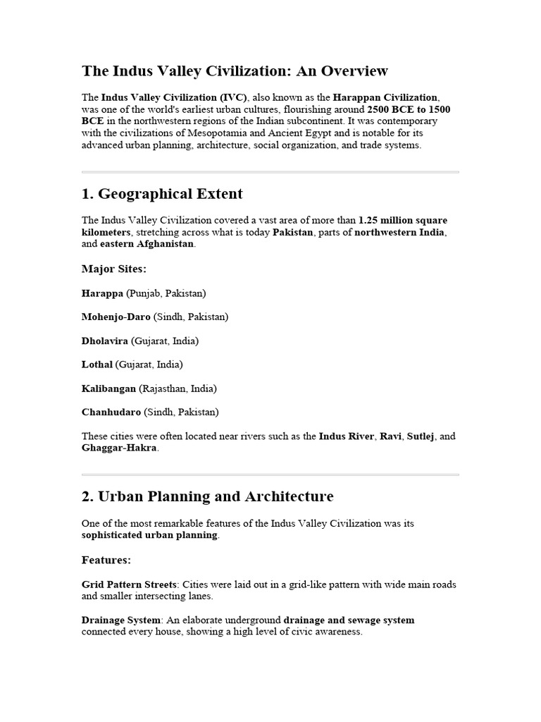 Indus Valley Civilization Overview | PDF
