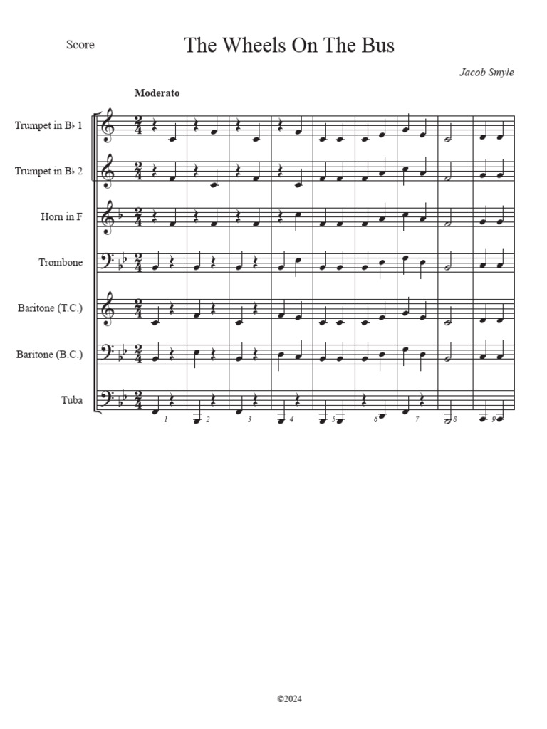 Wheels On The Bus - Arrangement | PDF | Elementary Organology | Brass ...