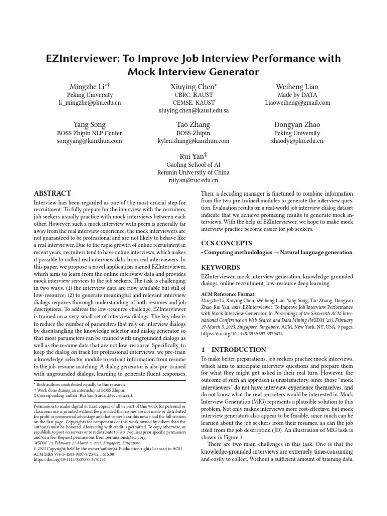 An AI Mock-Interview Platform For Interview Performance Analysis" (2024) by Emily R. Turner ...