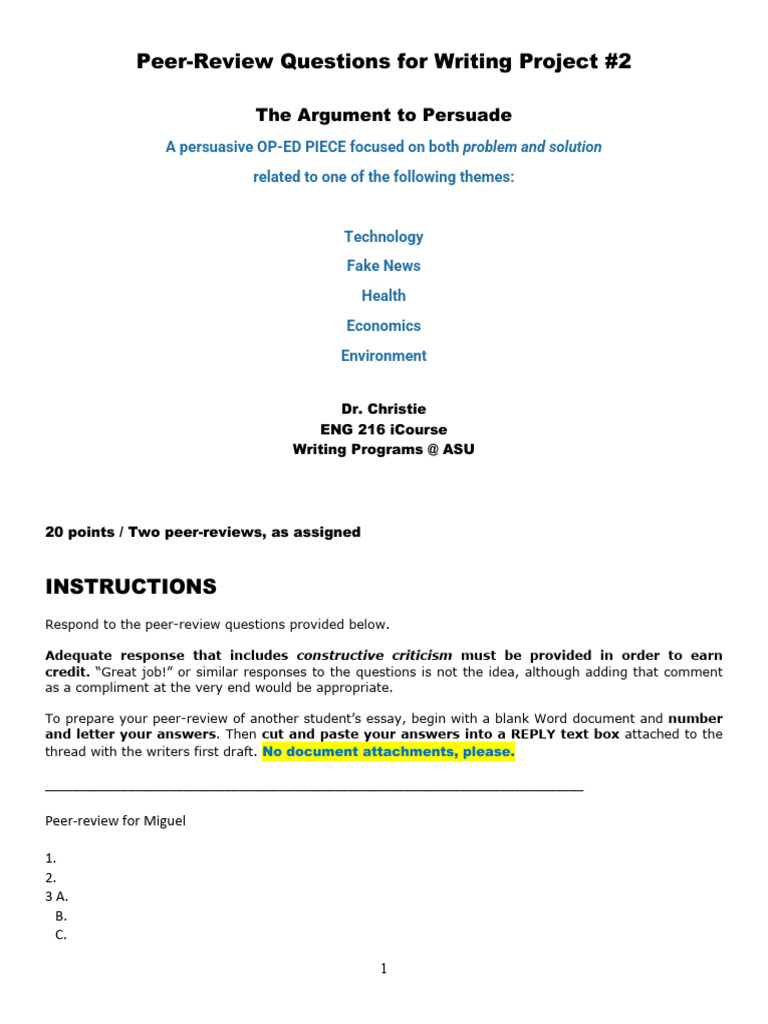 Peer-Review Questions For WP2 - S2025B | PDF | Hyperlink | Thesis