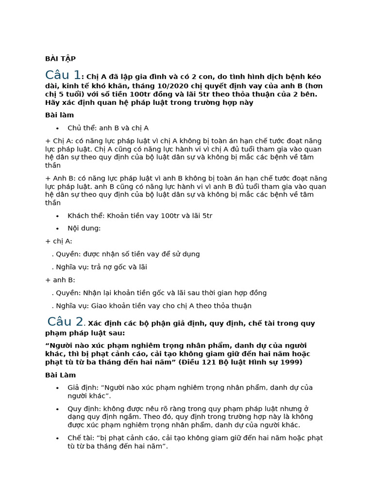 BÀI TẬP PLDC | PDF