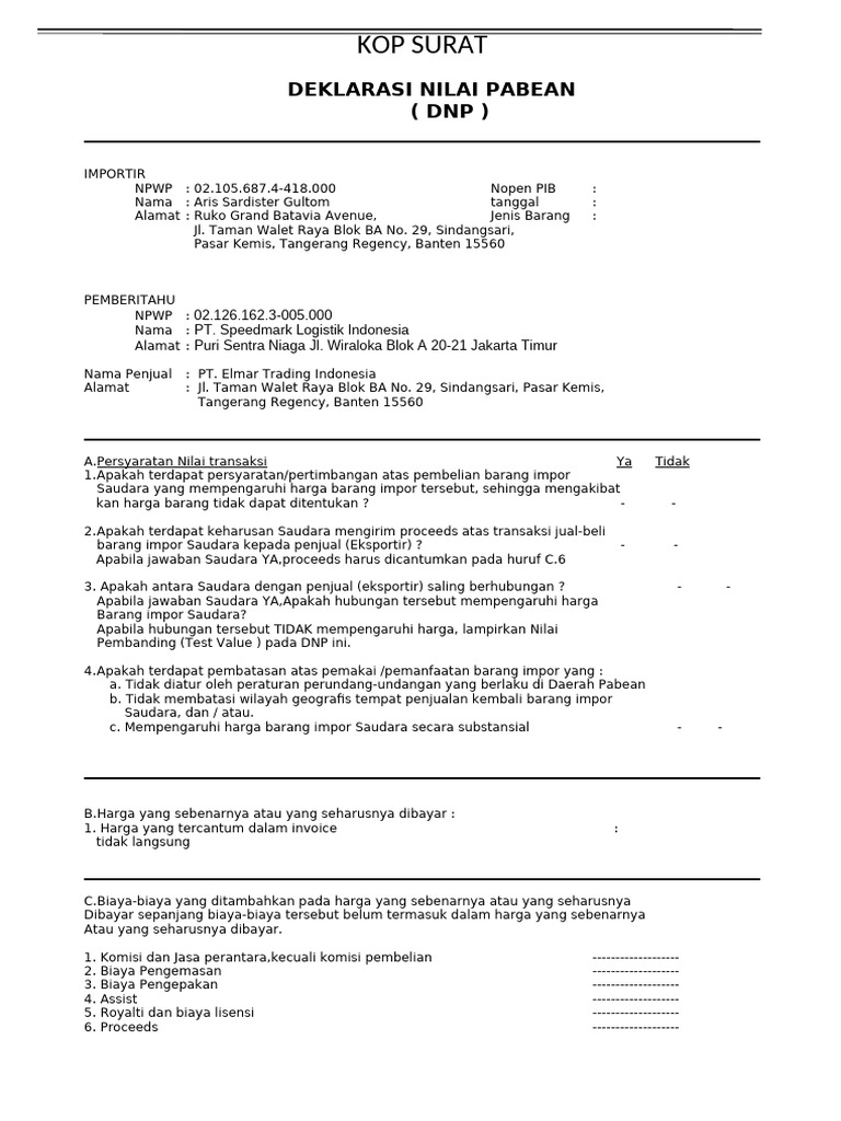 Contoh DNP | PDF