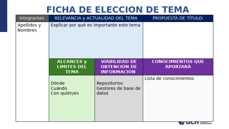 5.ficha - Presentacion Tema | PDF