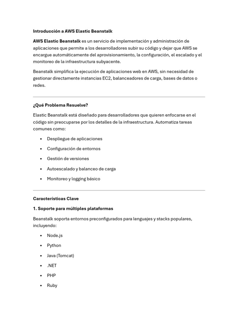 AWS - Introducción A Elastic Beanstalk | PDF | Servicios web de Amazon | Informática