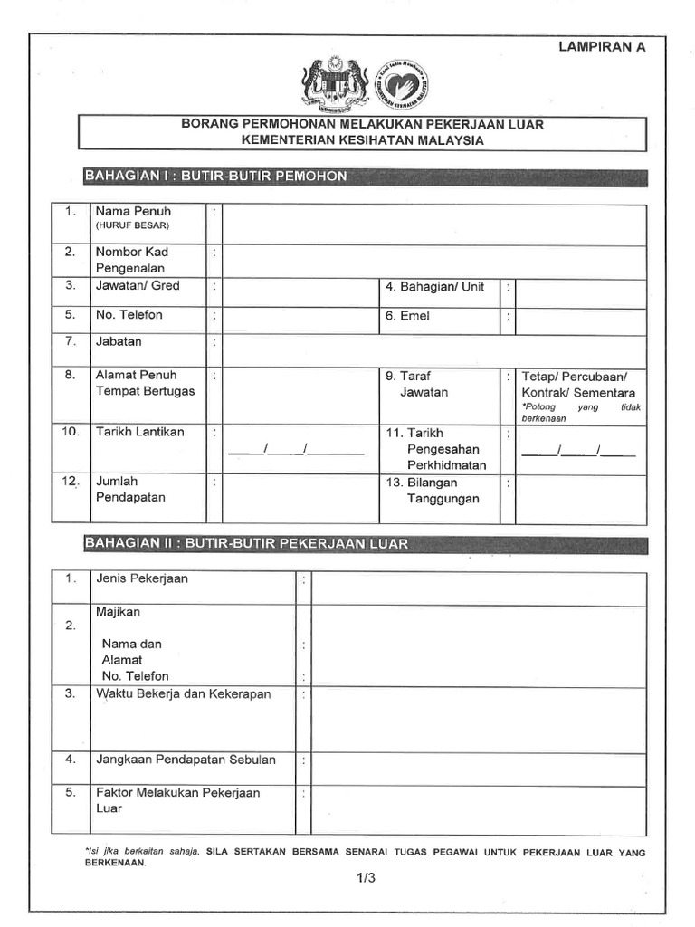 Lampiran A Borang Permohonan | PDF
