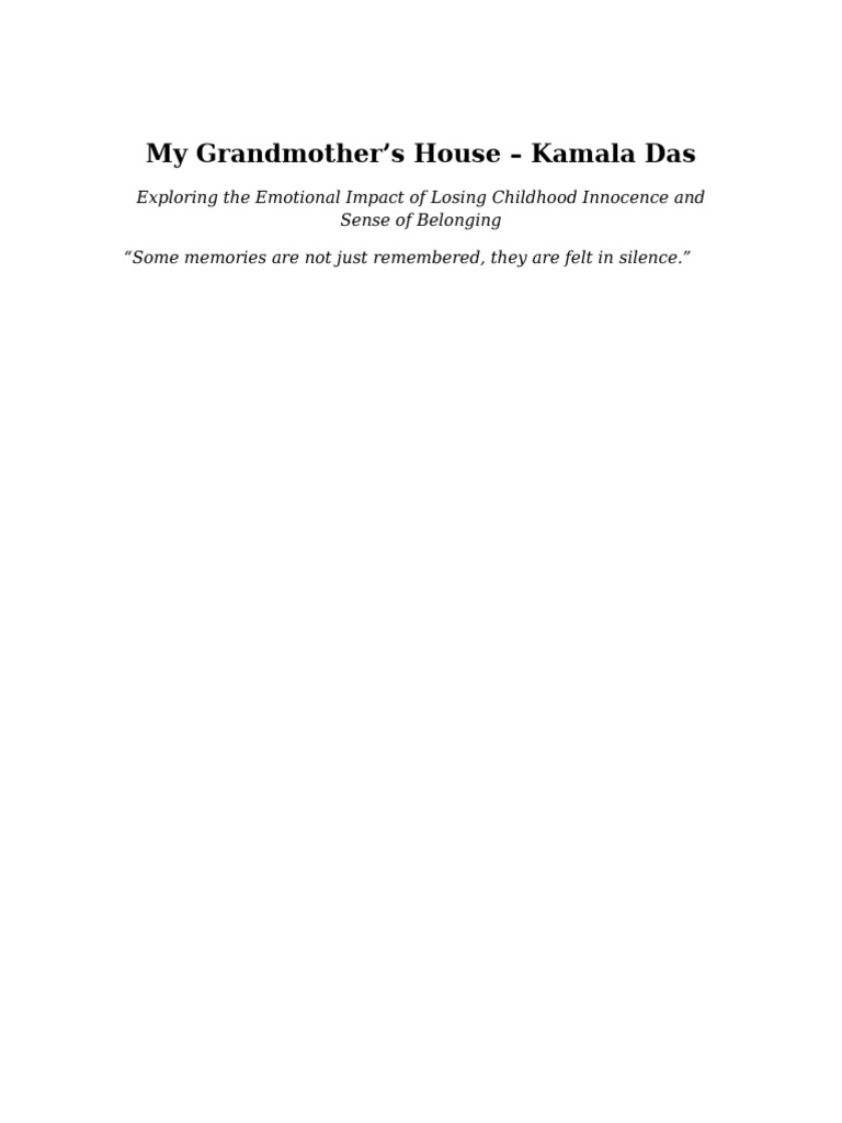 My Grandmothers House Presentation | PDF | Love