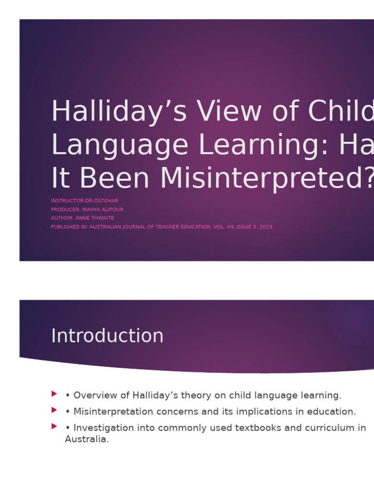 Halliday's Theory on Child Language Learning | PDF | Language ...