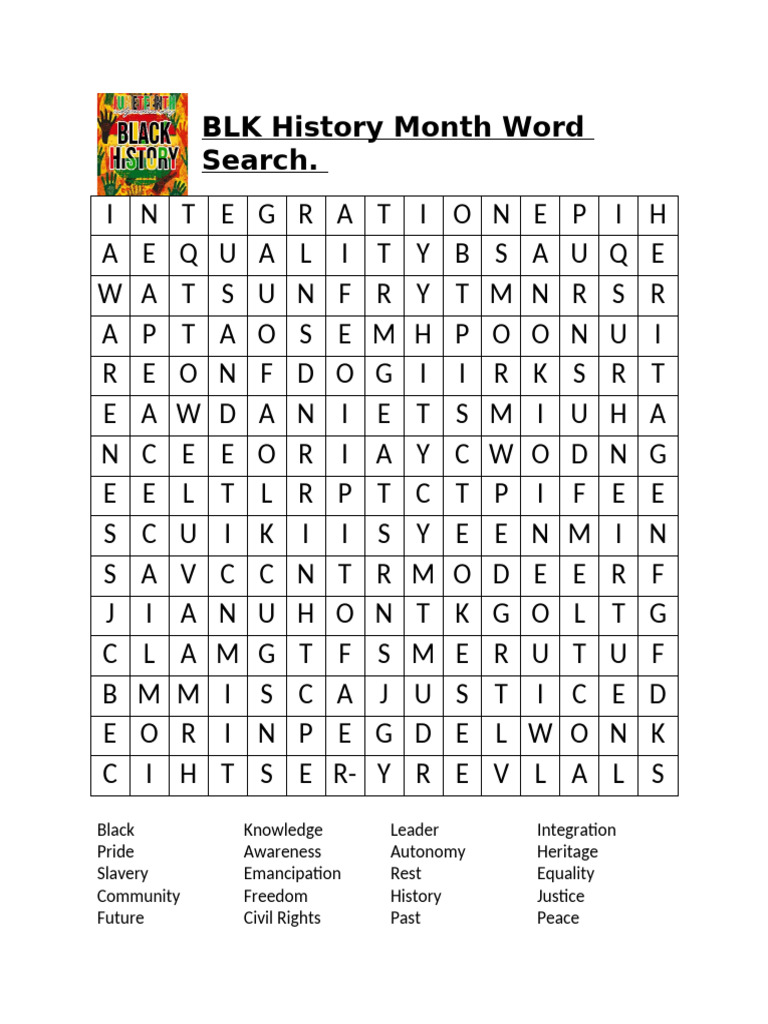 BLK History Month Word Search Associate | PDF