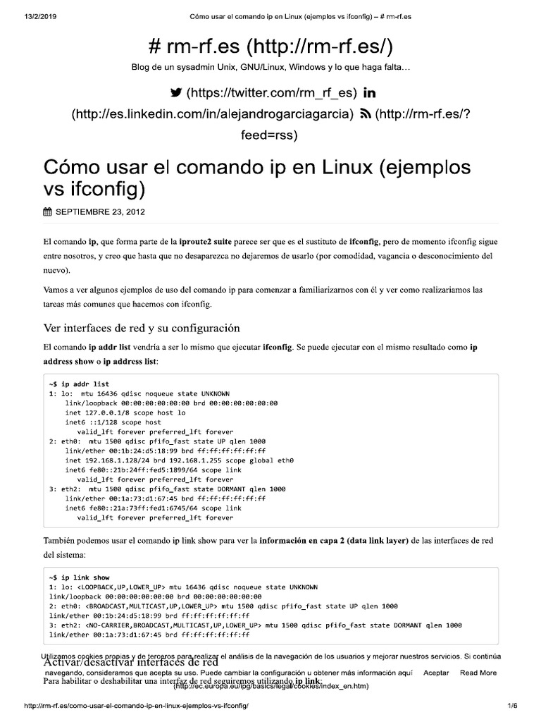Comandos IP Addr en Kali Linux News | PDF