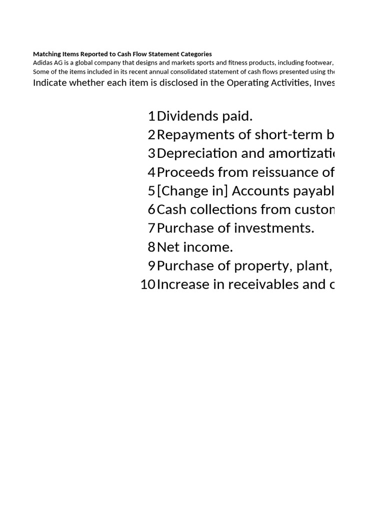 Exercise Sheet - Class Work | PDF | Expense | Cash Flow Statement