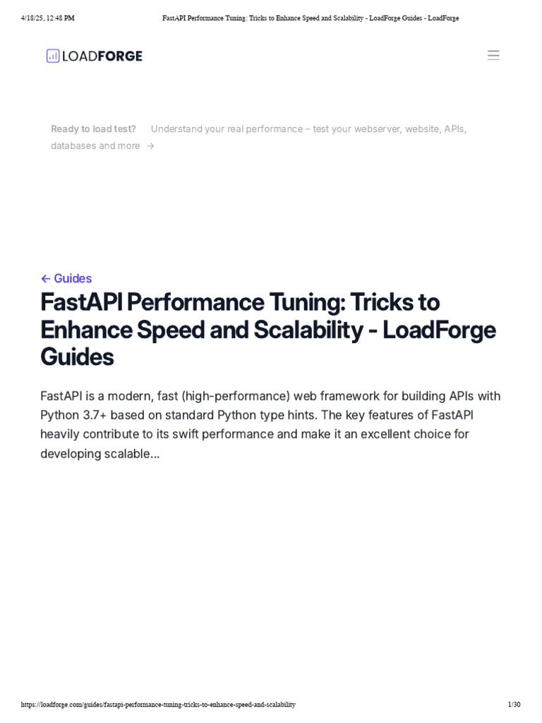 FastAPI Performance Tuning - Tricks To Enhance Speed and Scalability - LoadForge Guides ...
