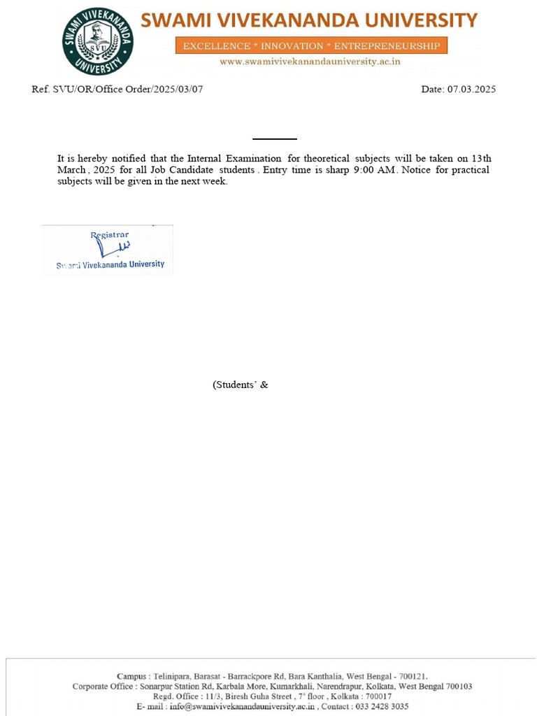 Notice Internal Exam | PDF