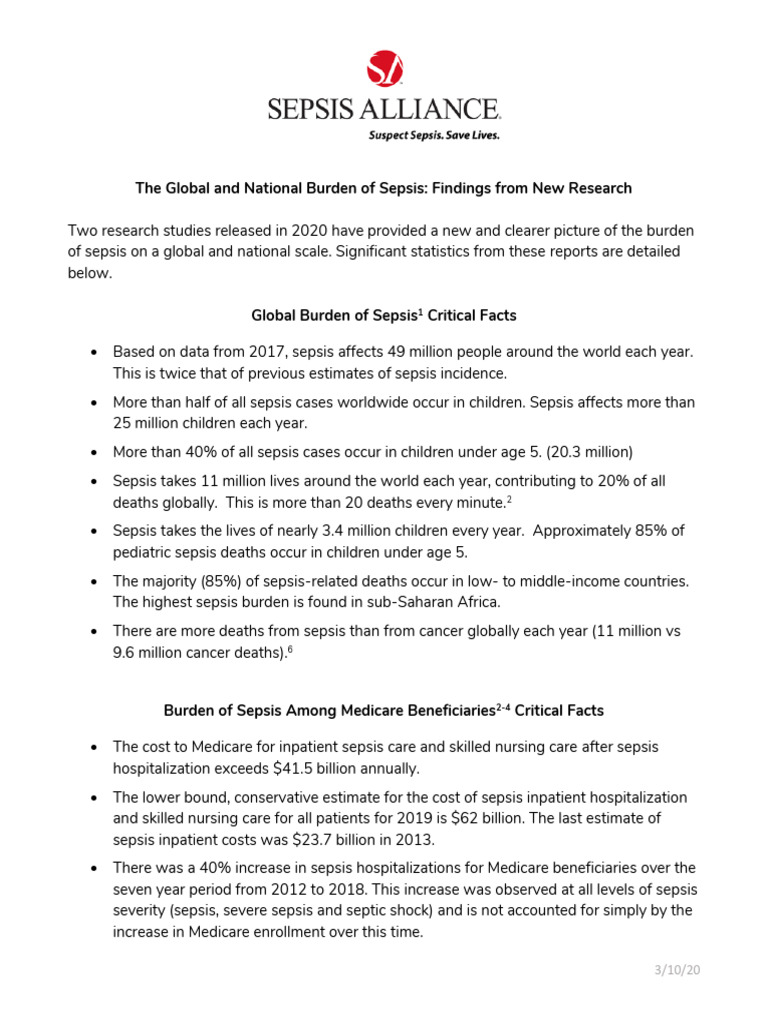 New Burden of Sepsis Data 3 9 20 | PDF | Sepsis | Medicare (United States)