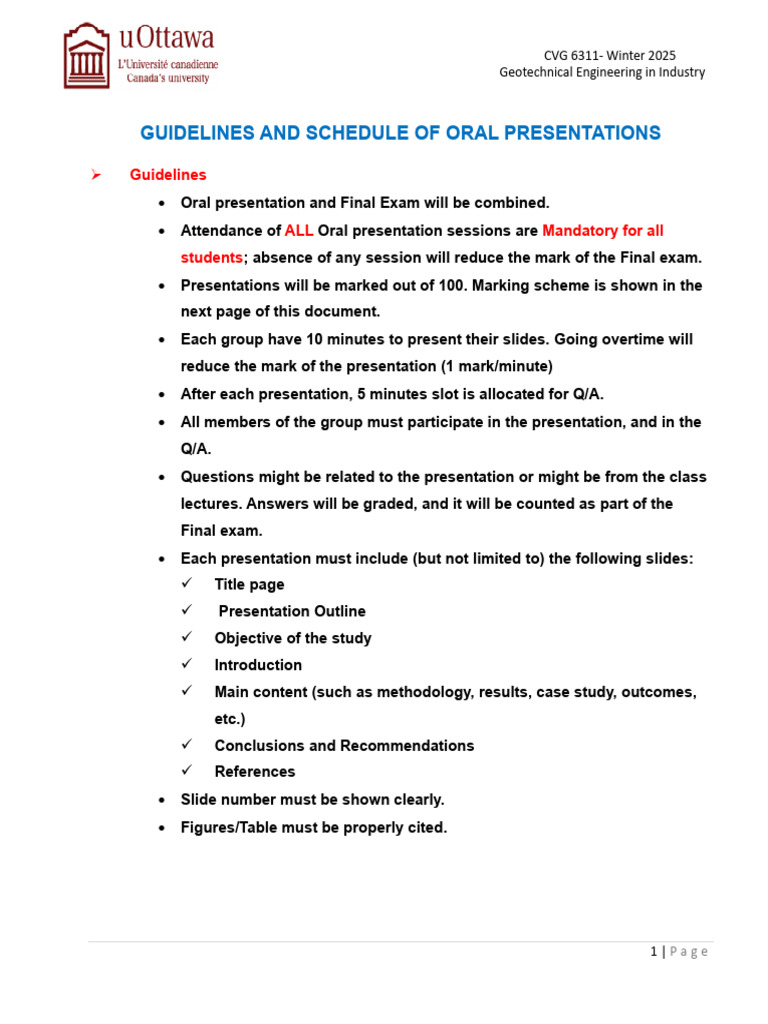Oral Presentations Guidelines and Schedule - Winter 2025 | PDF | Human Communication