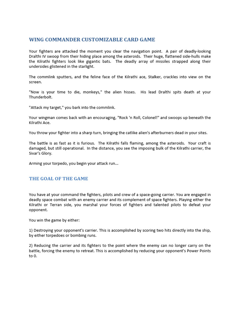 Wing Commander CCG - Rules | PDF | Fighter Aircraft | Maneuver Warfare