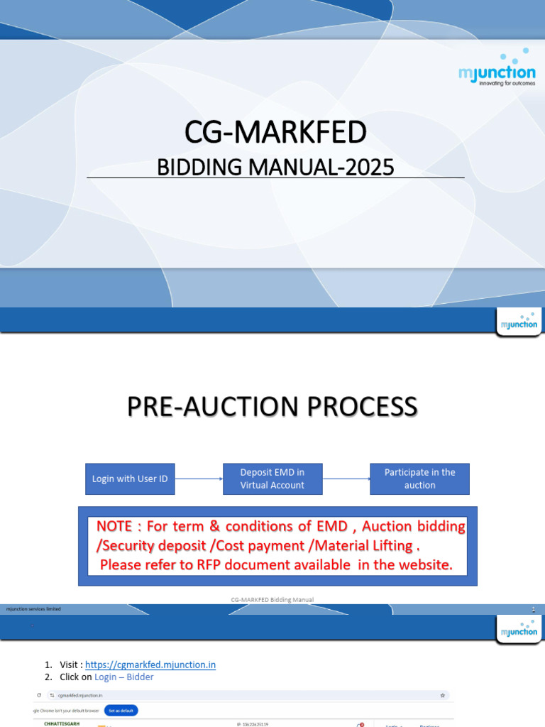 Updated - Bidding - Manual - CG-Markfed | PDF | Auction