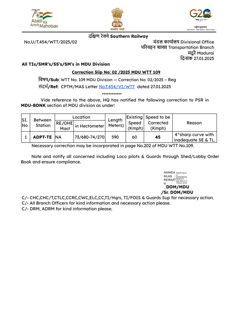 Correction Slip No. 02 - 2025 MDU WTT 109 | PDF