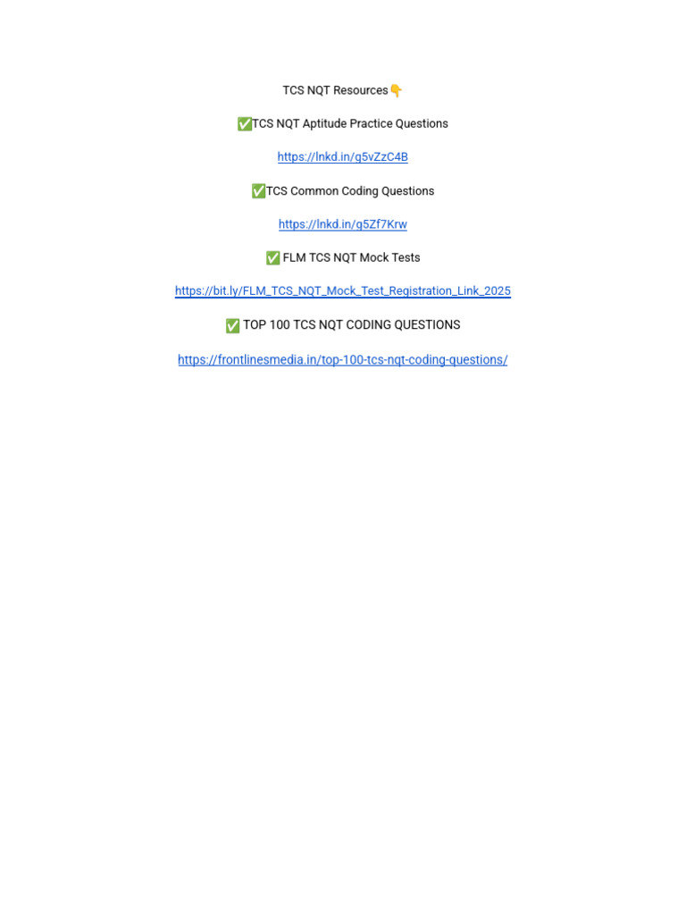 TCS NQT Resources? | PDF