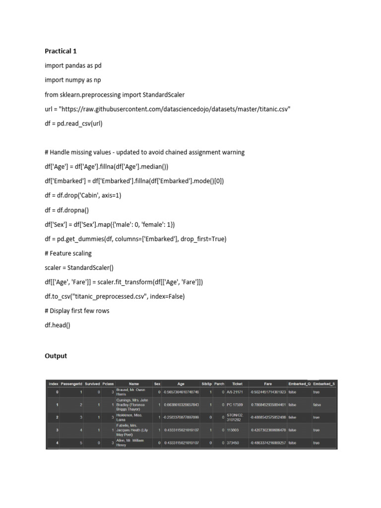 Preprocessing the Titanic Dataset | PDF