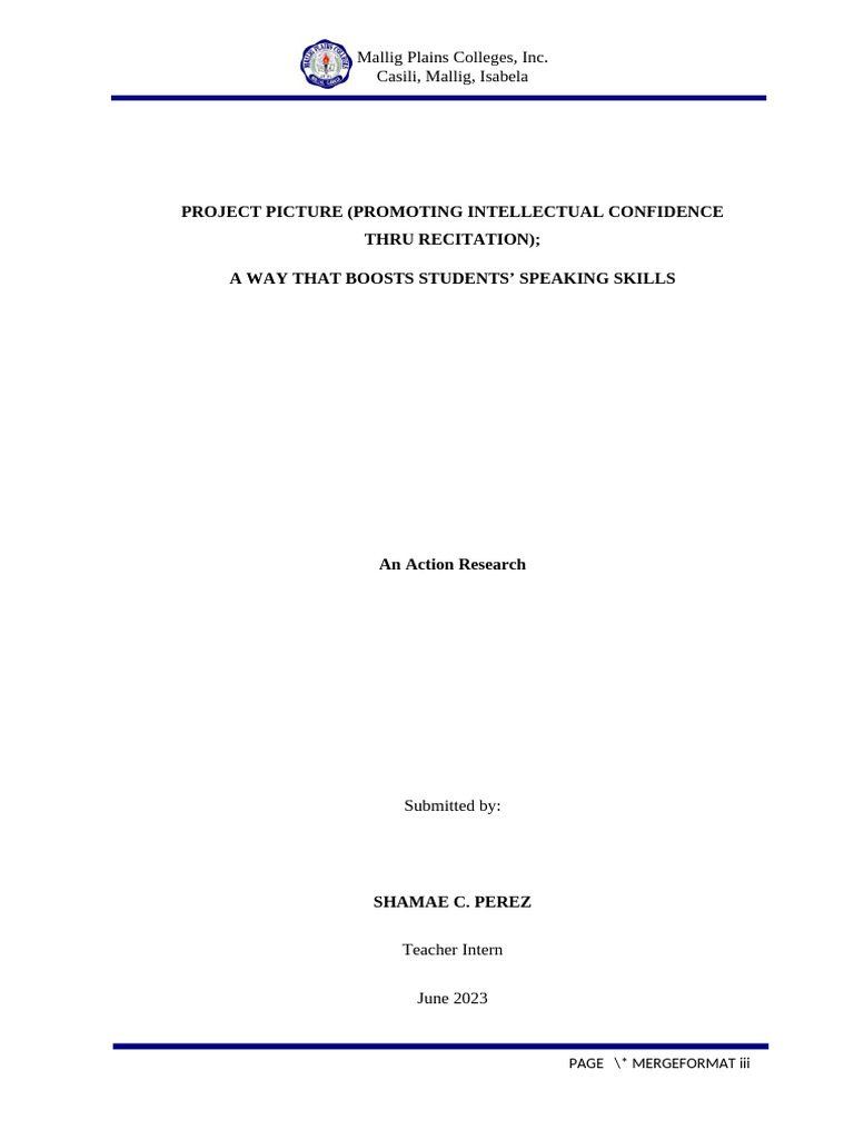 (Submitted) Action Research-SHAMAE | PDF | Learning | Motivation