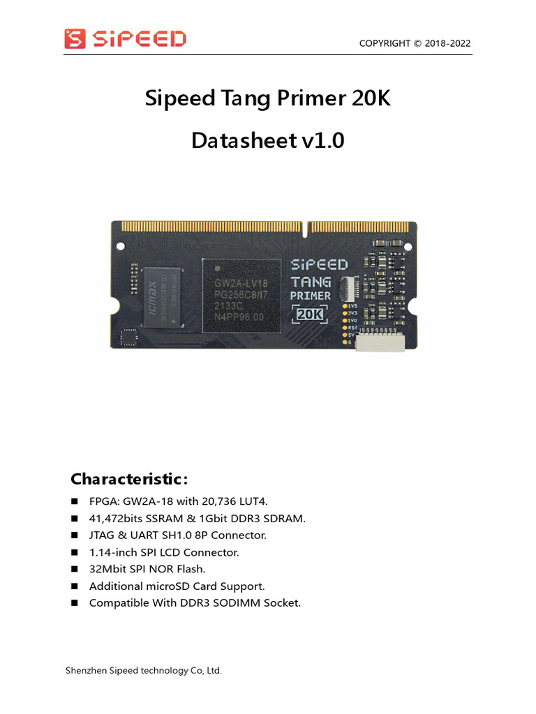 Sipeed Tang Primer 20K Datasheet V1.0 | PDF | Computer Hardware ...