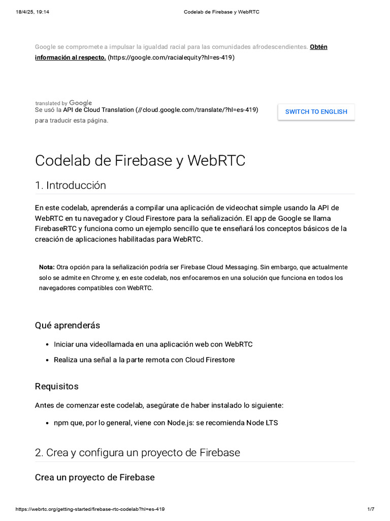 Codelab de Firebase y WebRTC | PDF | Interfaz de línea de comando | Aplicación movil