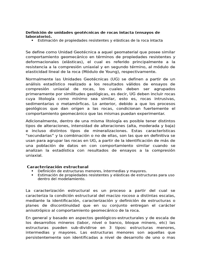 Definición de Unidades Geotécnicas de Rocas Intacta y Otros | PDF ...