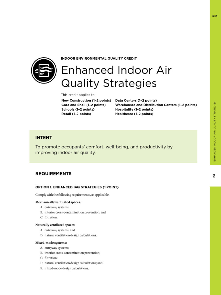 Enhanced IAQ Strategies - LEED | PDF | Ventilation (Architecture) | Carbon Dioxide