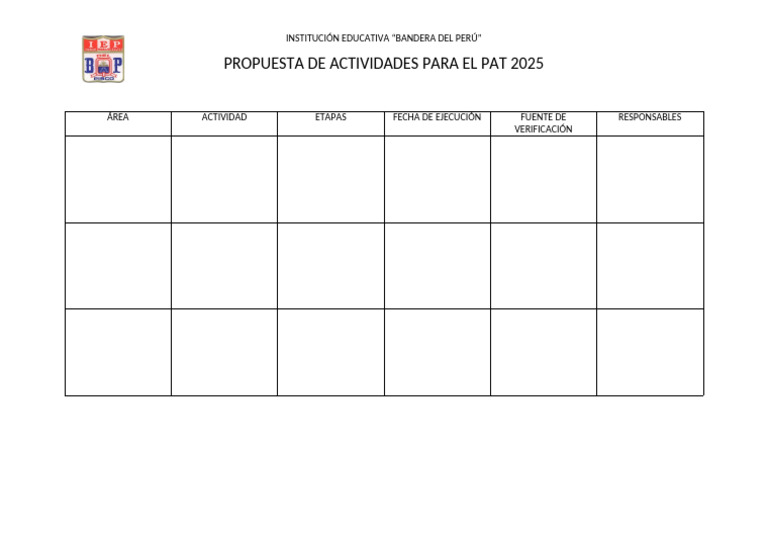 Ficha para Actividades Pat 2025 | PDF