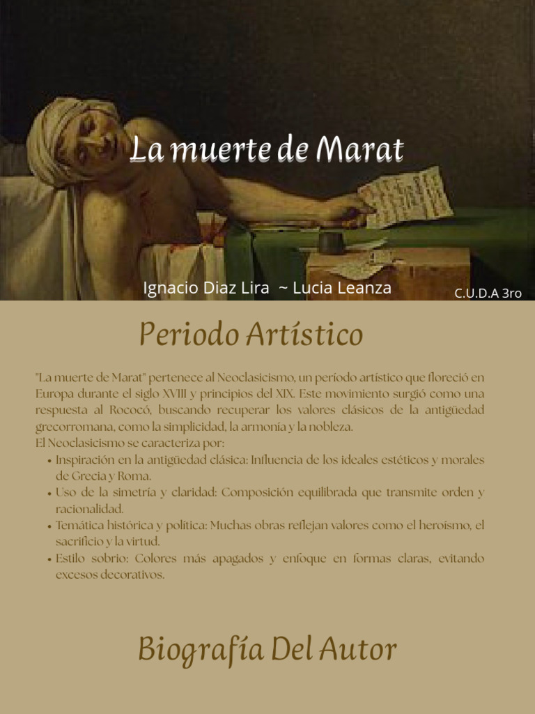 La muerte de Marat: Análisis neoclásico | PDF | Pinturas | Pintura al óleo