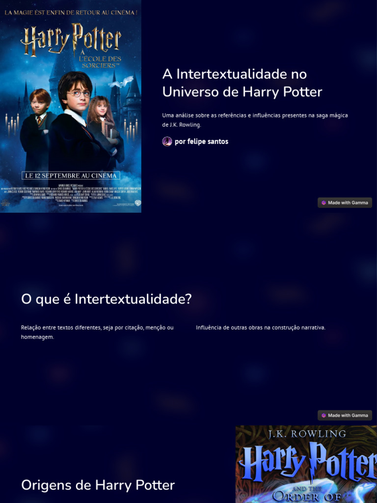 A Intertextualidade No Universo de Harry Potter | PDF