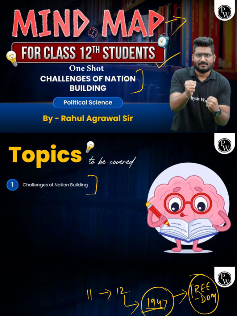 Challenges of Nation-Building - Class Notes - Class 12th Arts Mind Map ...